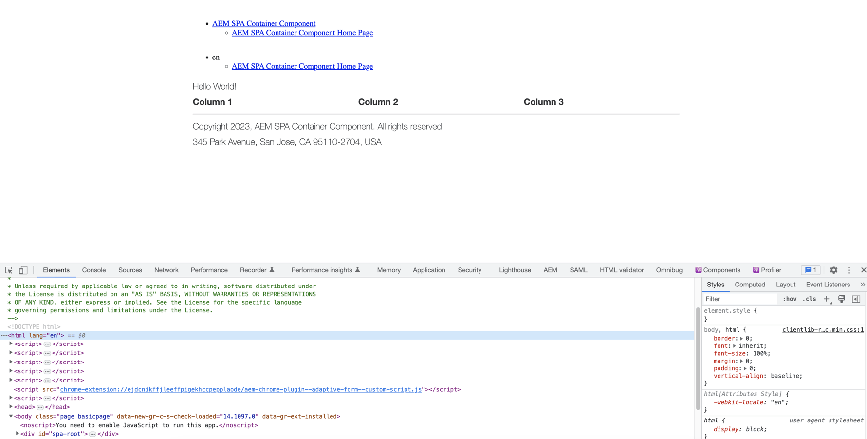 Implementing a Container Component (Column Control) in AEM SPA - React