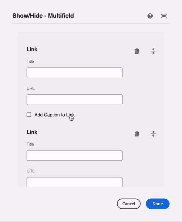 Show and hide AEM dialog fields for any field type Show and hide AEM dialog fields for any field type